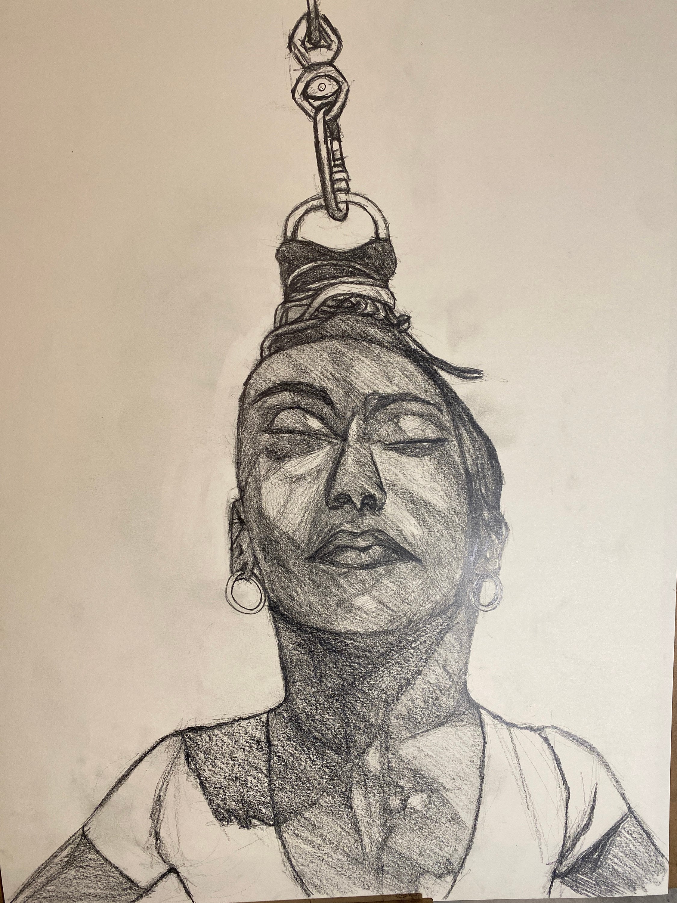 Sketch of a Woman Hanging by Her Hair From a Hook - Etsy
