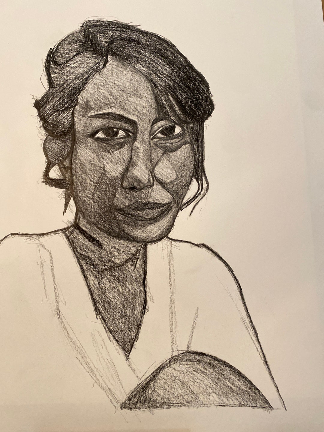 Unique Drawing of a Woman - Etsy