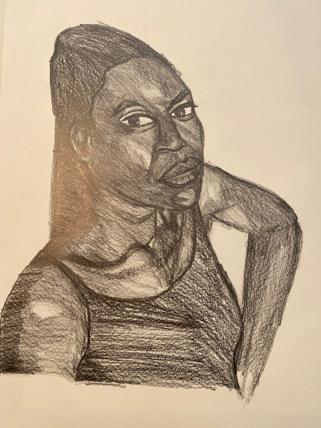 Dark Pencil Drawing of a Strong Woman - Etsy