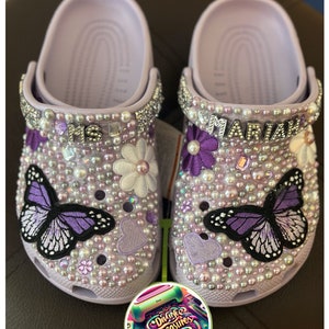 Kid’s Custom Purple or Blue Butterfly Crocs - Etsy