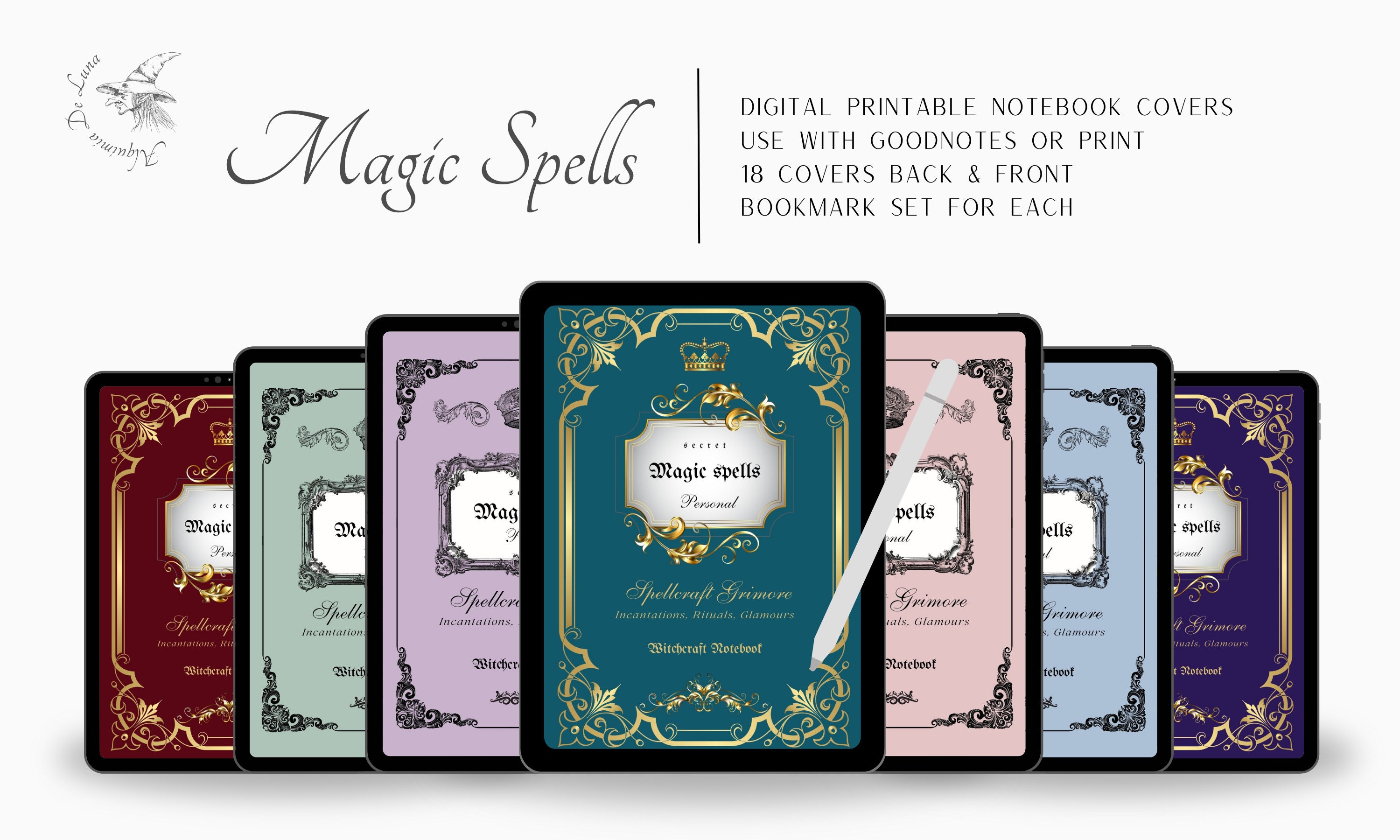 Magic Spells Book Printable Cover Digital Grimoire Goodnotes - Etsy