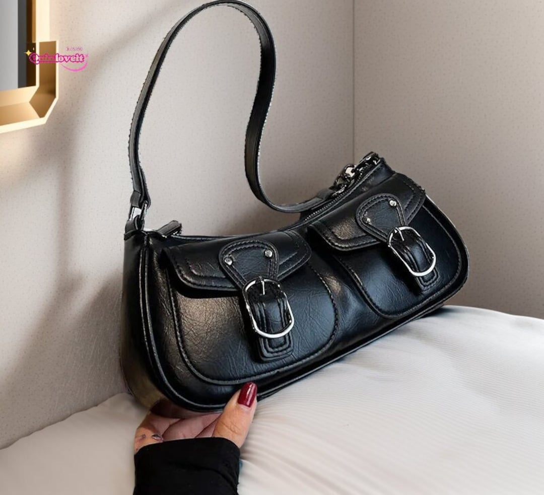 Y2k Leather Shoulder Armpit Bag, Simple Small Pocket Design Underarm ...
