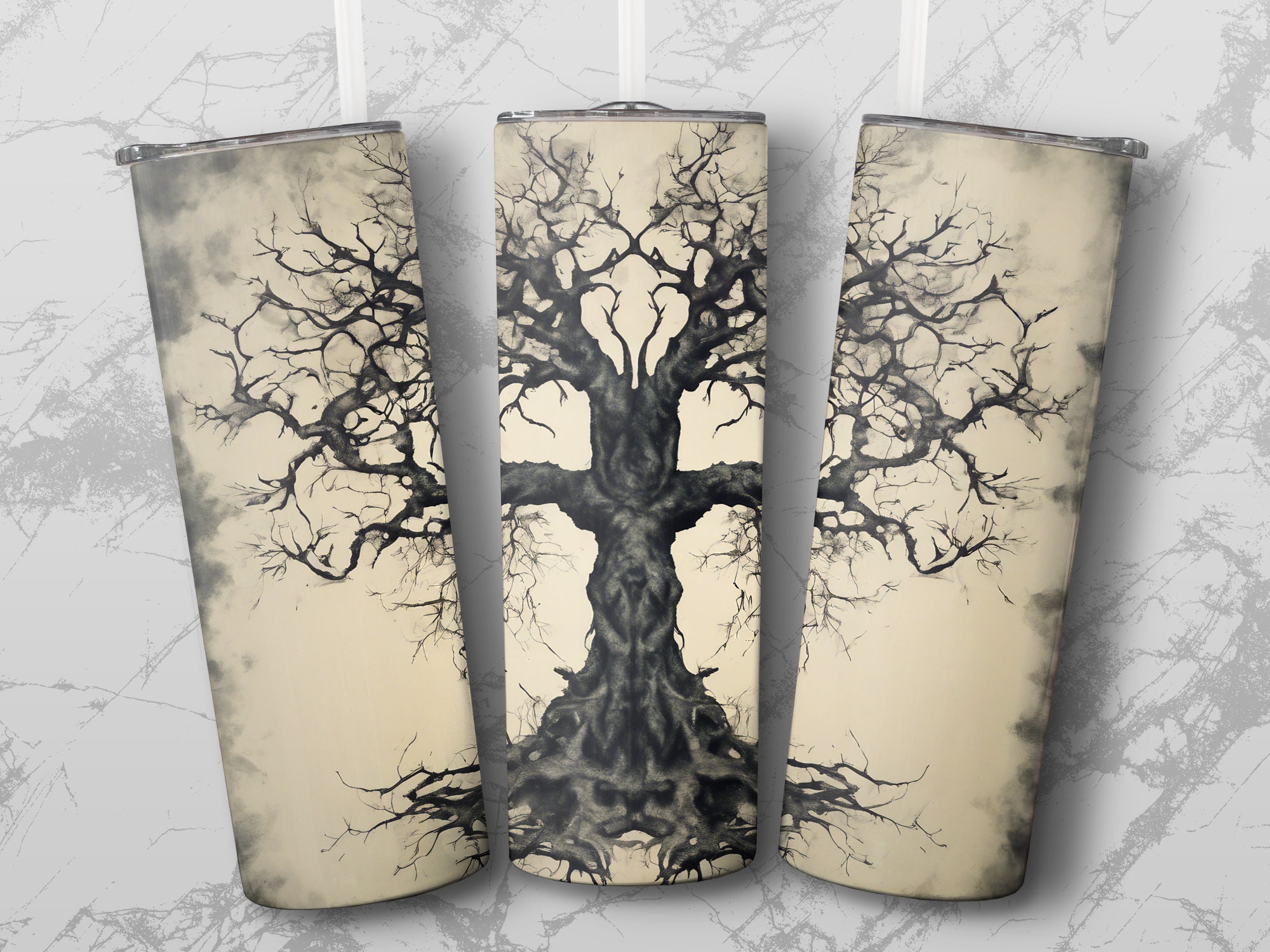 Gothic Tree Art, Spooky Tree Digital 20oz Tumbler Wrap, Halloween ...