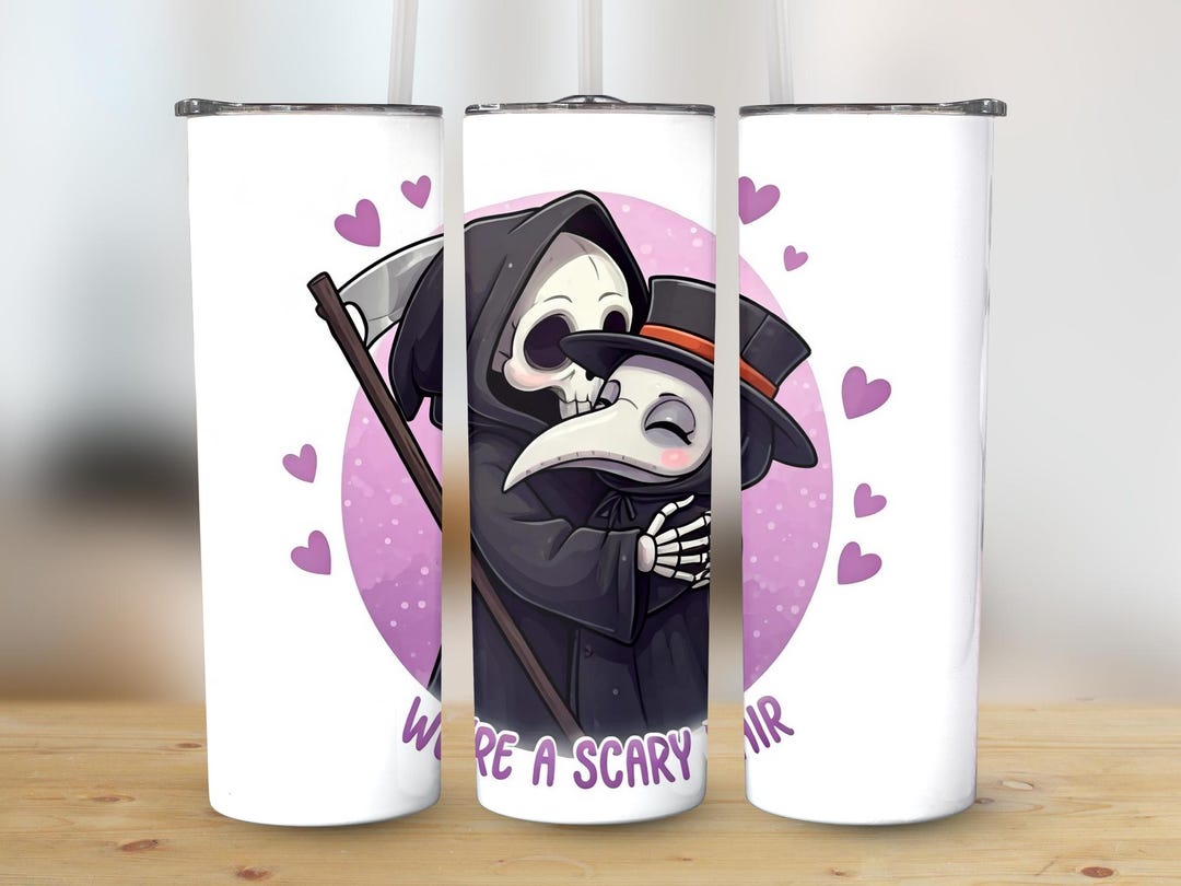 Gothic Grim Reaper and Plague Doctor Hugging Digital Art, 20oz Skinny ...