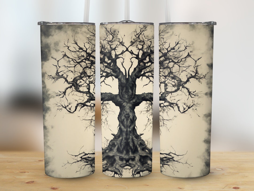 Gothic Tree Art, Spooky Tree Digital 20oz Tumbler Wrap, Halloween ...