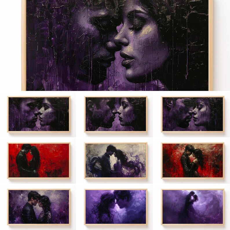 Vampire Embrace TV Frame Wall Art, Gothic Love Digital Art, Dark ...