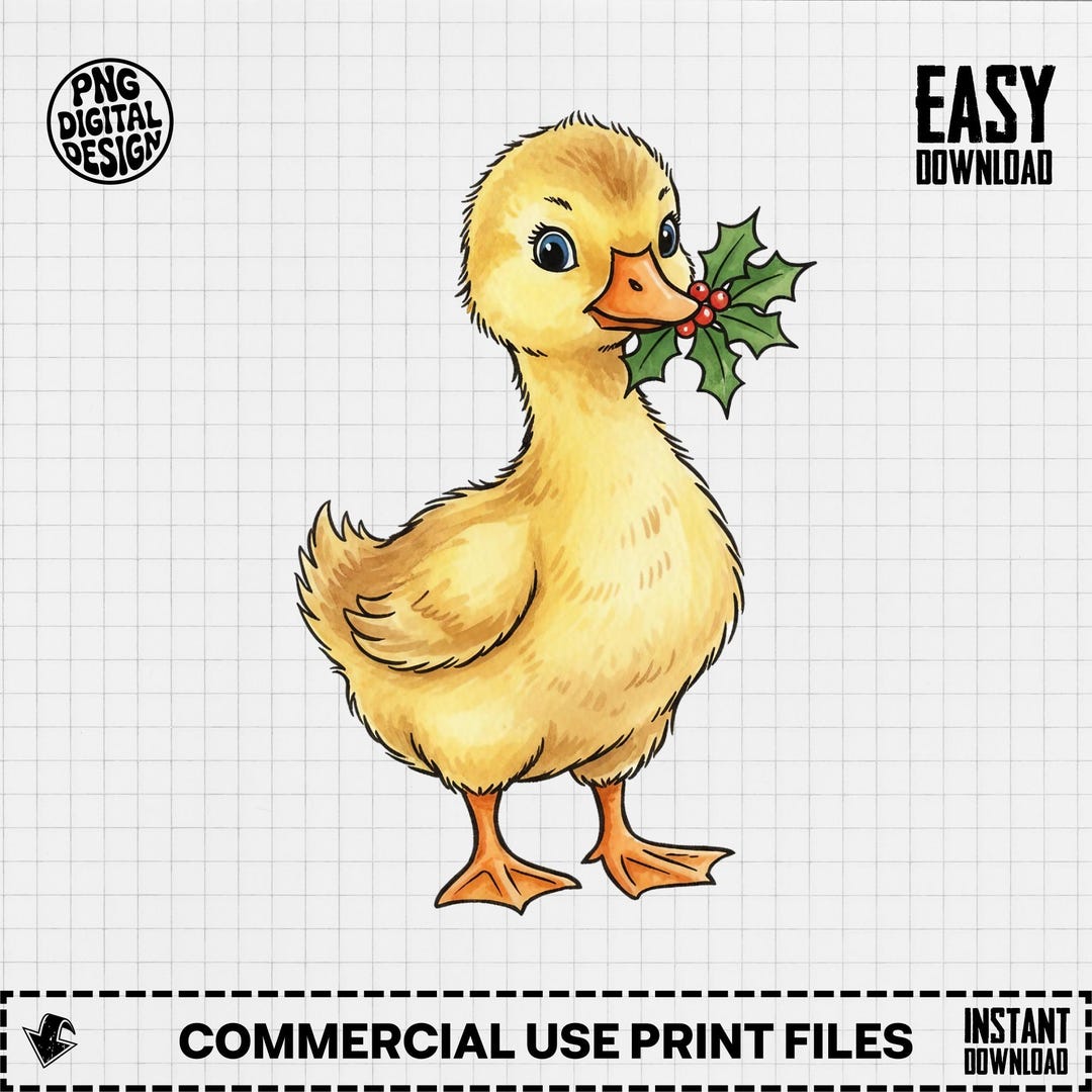 Duckling PNG, Duckling Clipart, Christmas Png, Holly Png, Cute Duckling ...