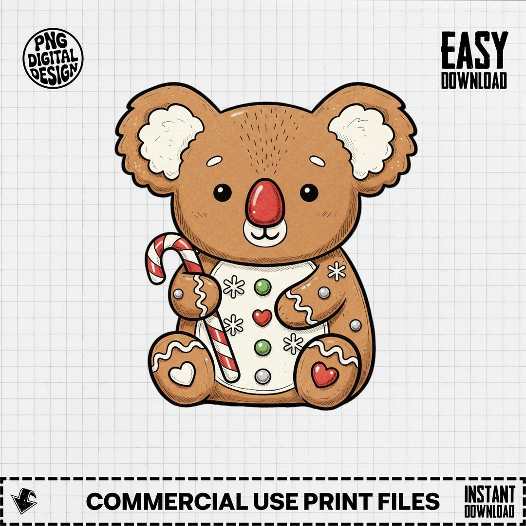 Christmas Koala Png, Gingerbread Png, Candy Cane Clipart, Holiday Koala ...