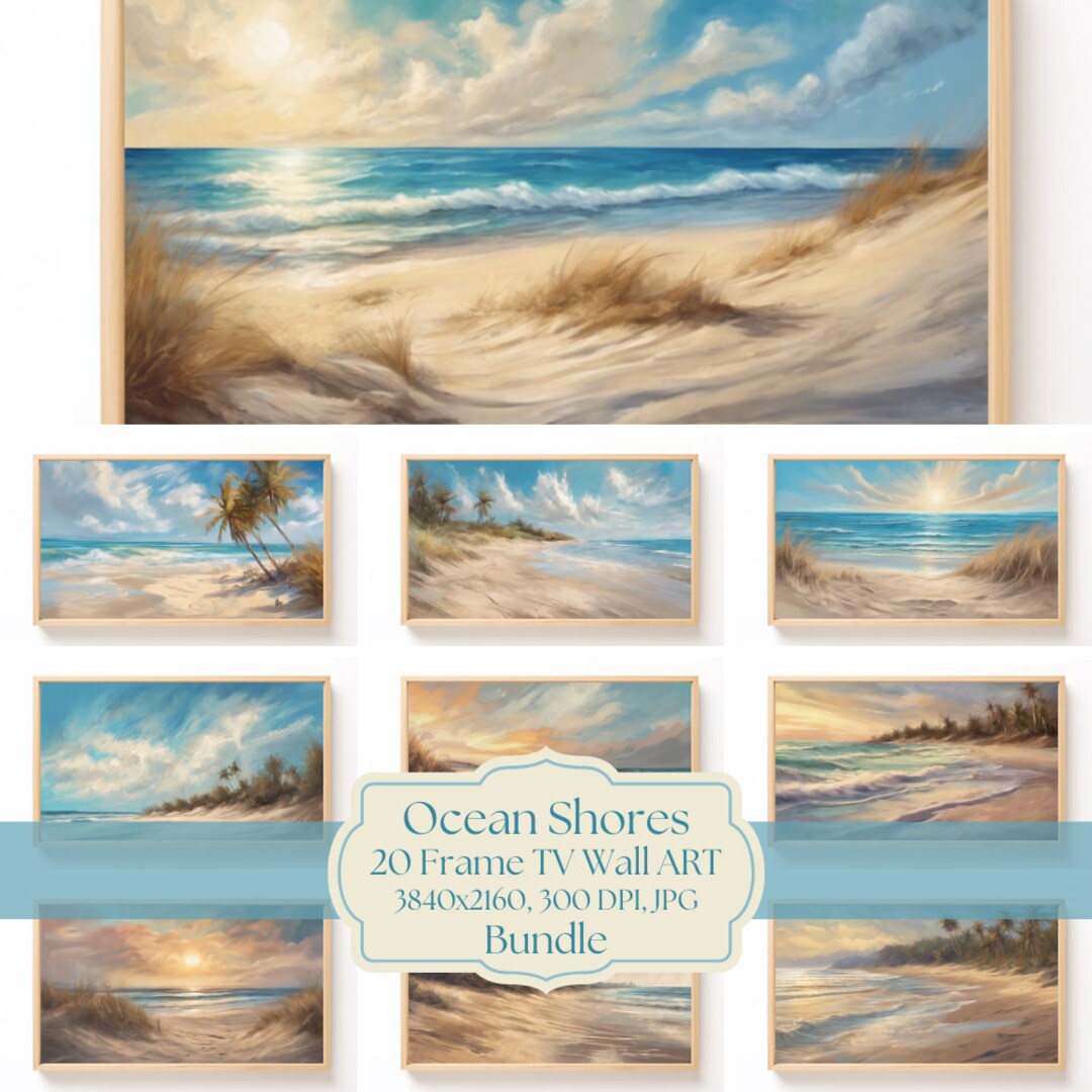 Ocean Shore Digital Art Bundle, 20 Frame TV Files, Serene Beach Scenes ...
