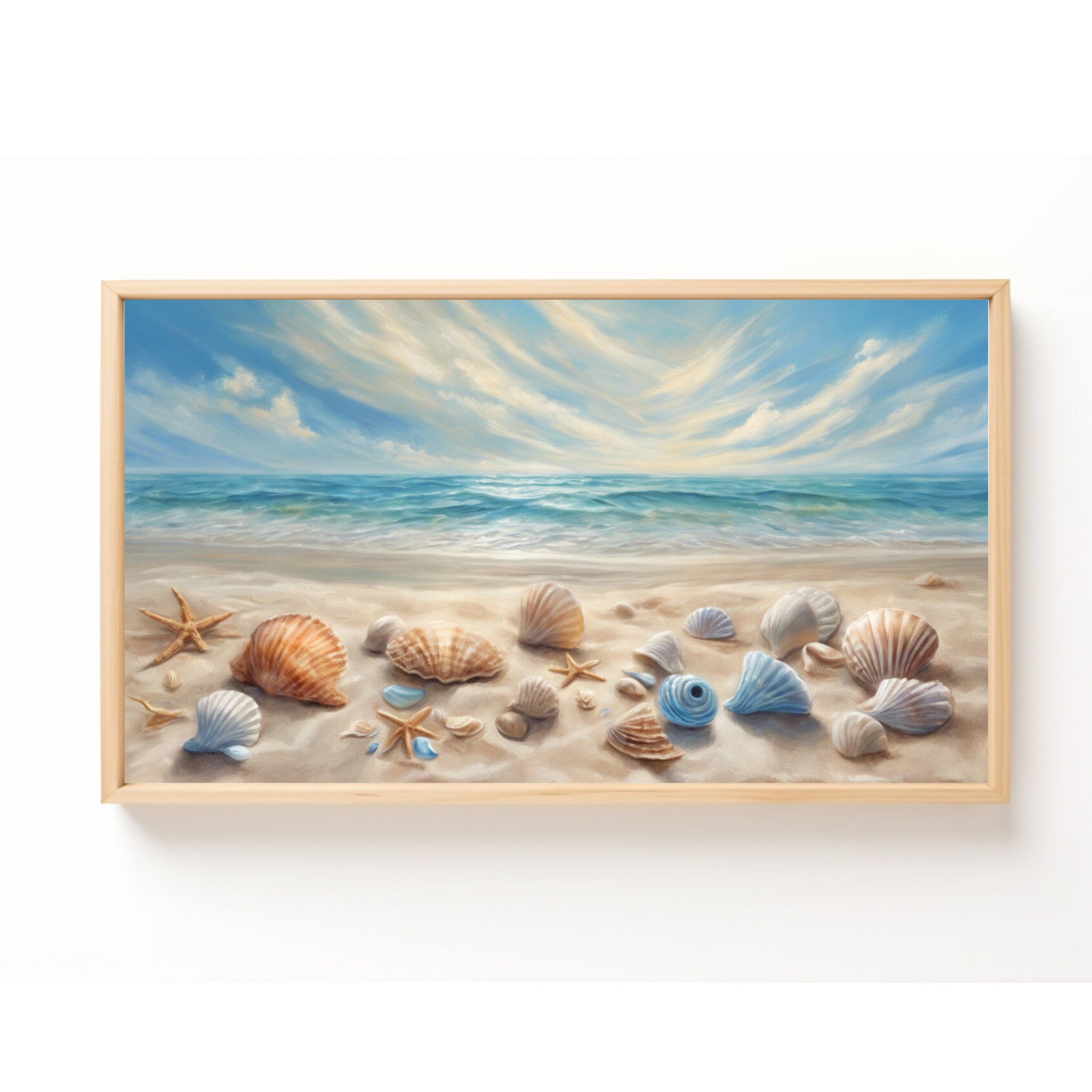 Coastal Beach Scene Digital Art for Frame TV, Seashore Elements, High ...