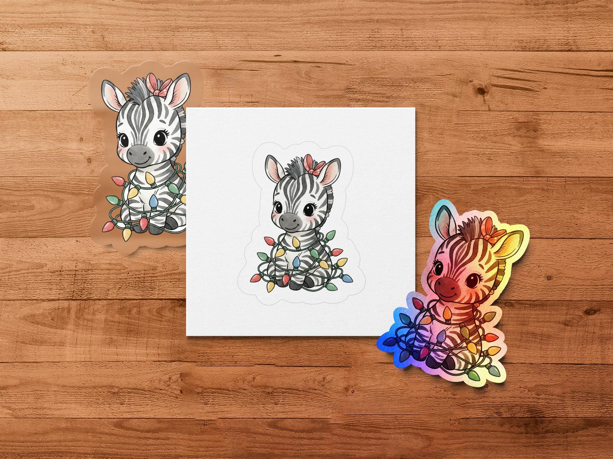 Zebra Christmas Lights PNG, Holiday Zebra Clipart, Zebra With Bow ...