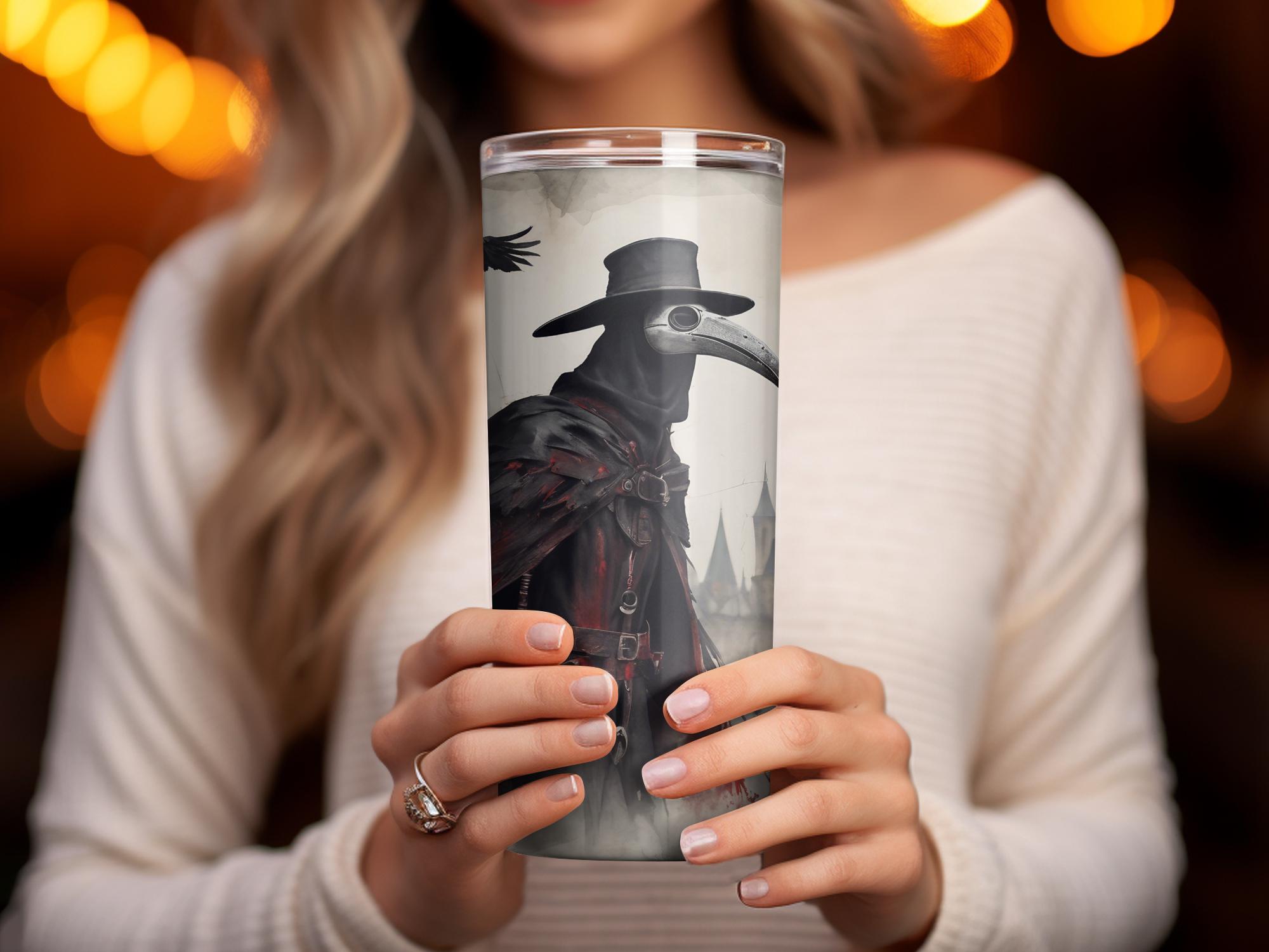 Gothic Plague Doctor Art Tumbler, Raven Crow 20oz Tumbler Wrap, Dark ...