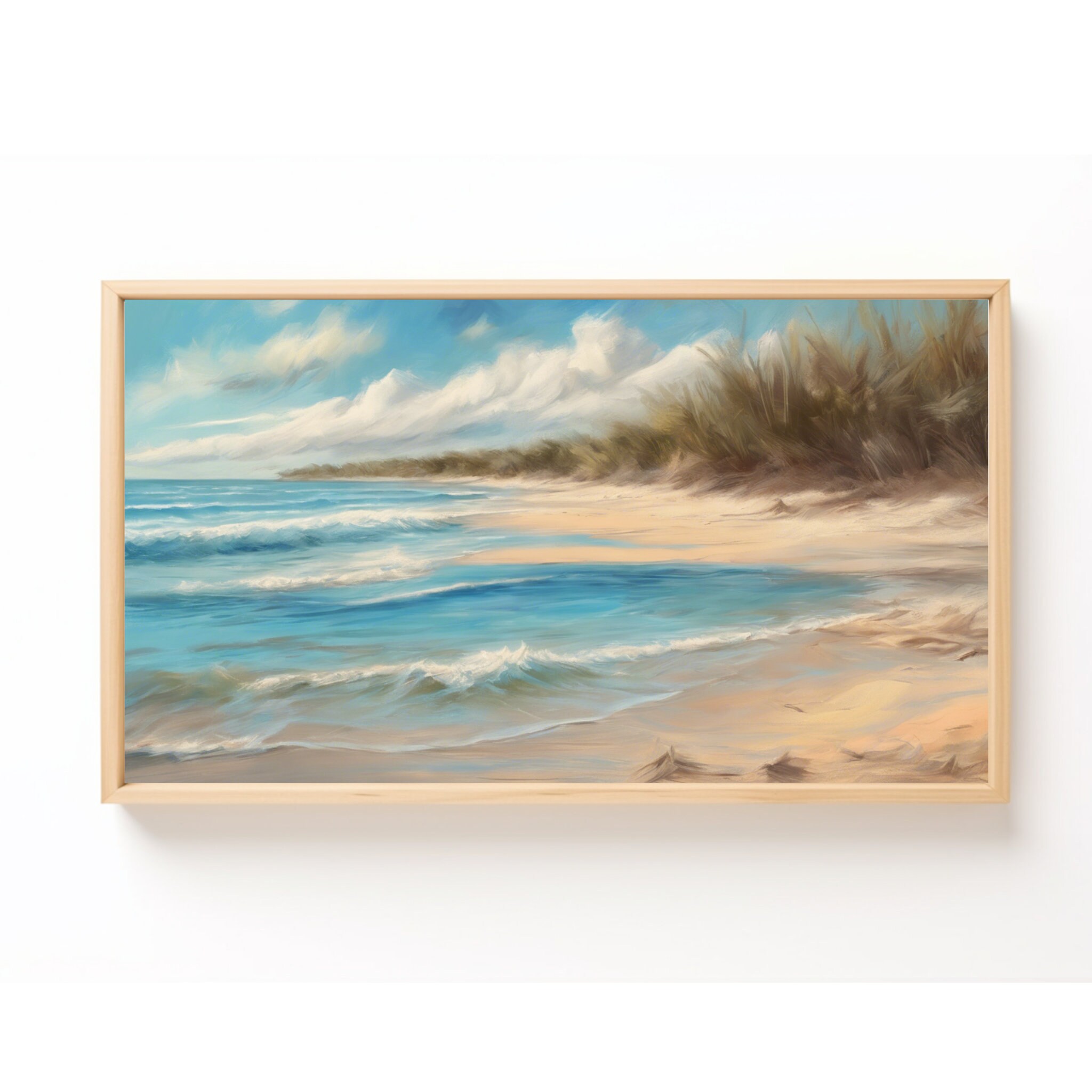 Coastal Beach Painting for Frame TV, Samsung Art Mode, 3840x2160 Beach ...