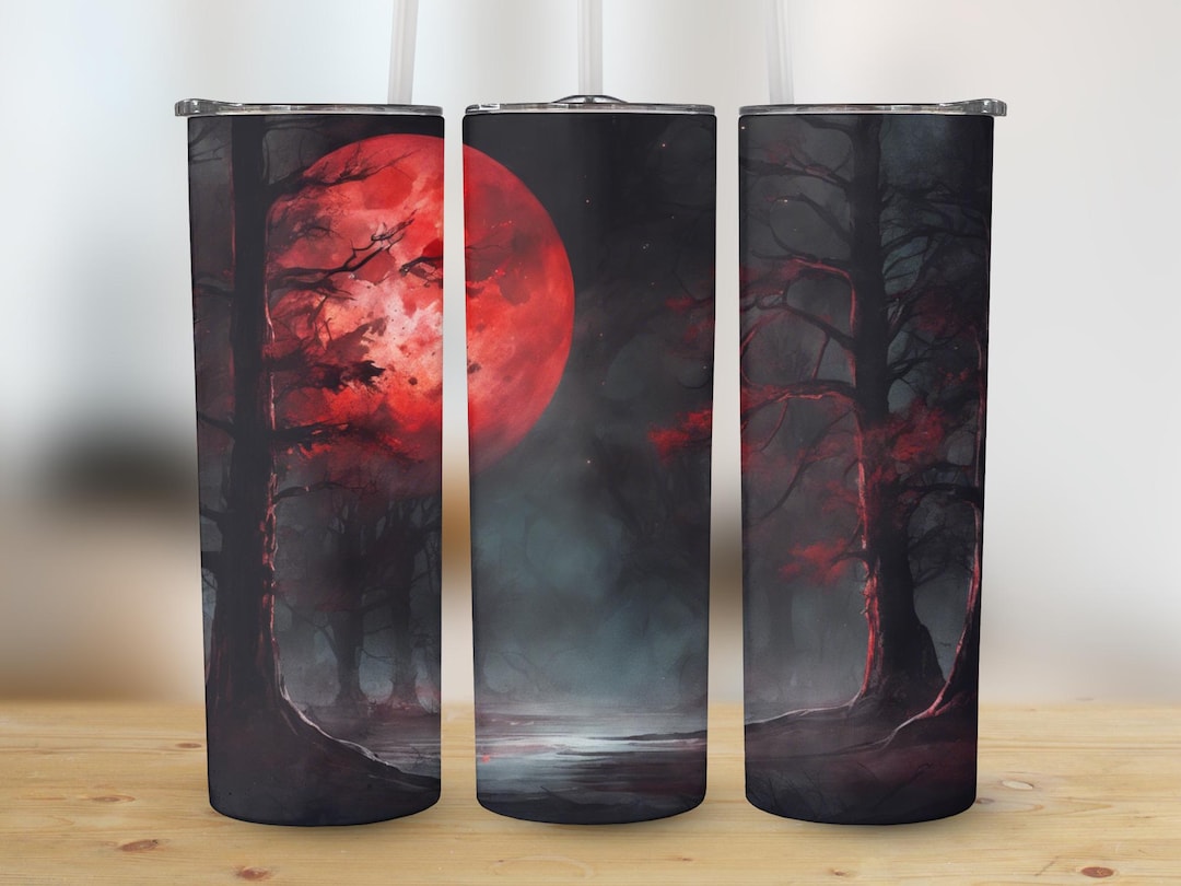 Red Moon Forest 20oz Skinny Tumbler Wrap, Spooky Night Digital Download ...