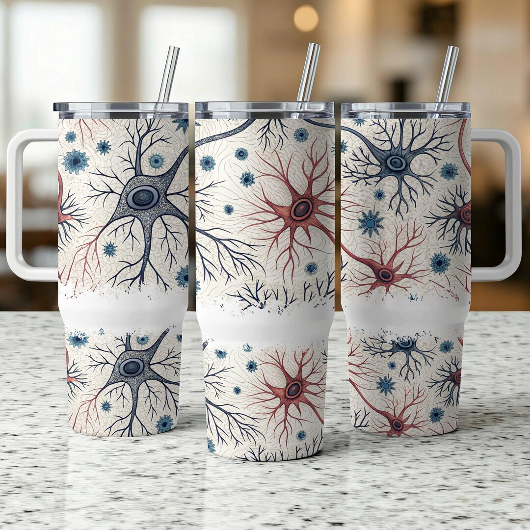 Neuron Pattern 40oz Tumbler Wrap, Unique Science Themed Design, Neural ...