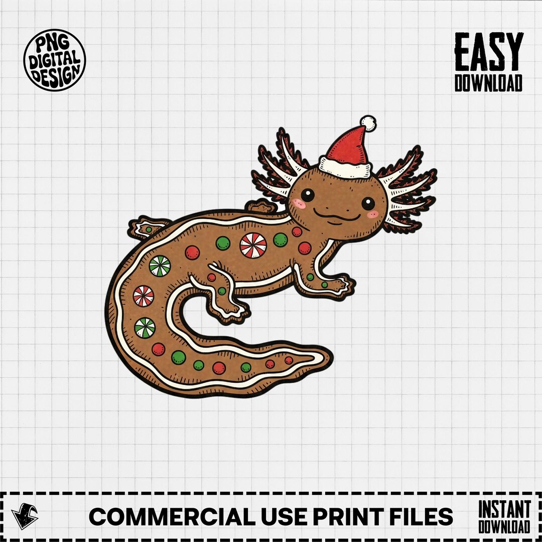 Christmas Axolotl Png, Gingerbread Axolotl, Cute Axolotl, Holiday Png ...
