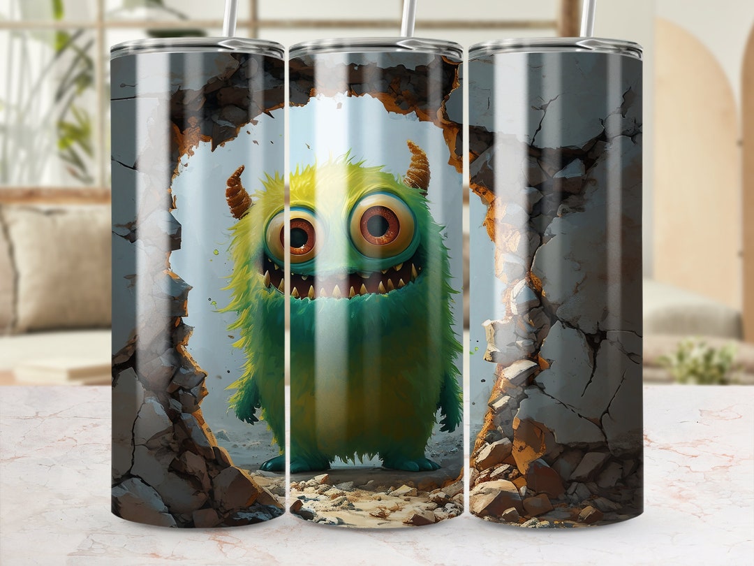 Cute Monster 20oz Skinny Tumbler Wraps, Straight and Tapered PNG Design ...