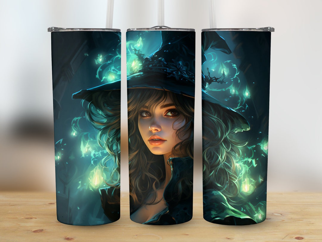 Witch Art 20oz Skinny Tumbler Wraps, Straight and Tapered, Spooky Witch ...