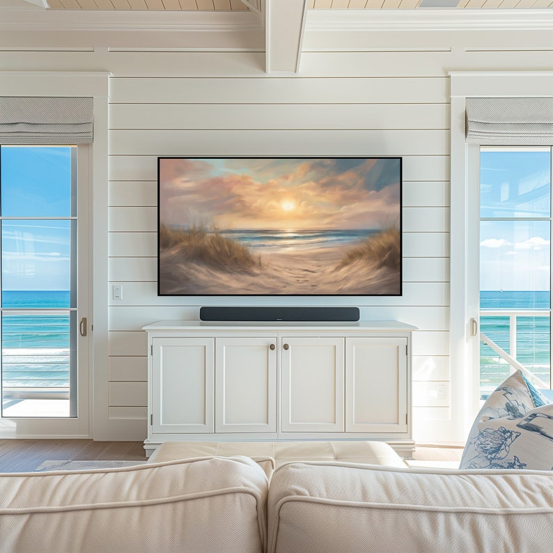 Sunset Beach Digital Art for Frame TV, Ocean View Ultra HD 4K Wall Art ...