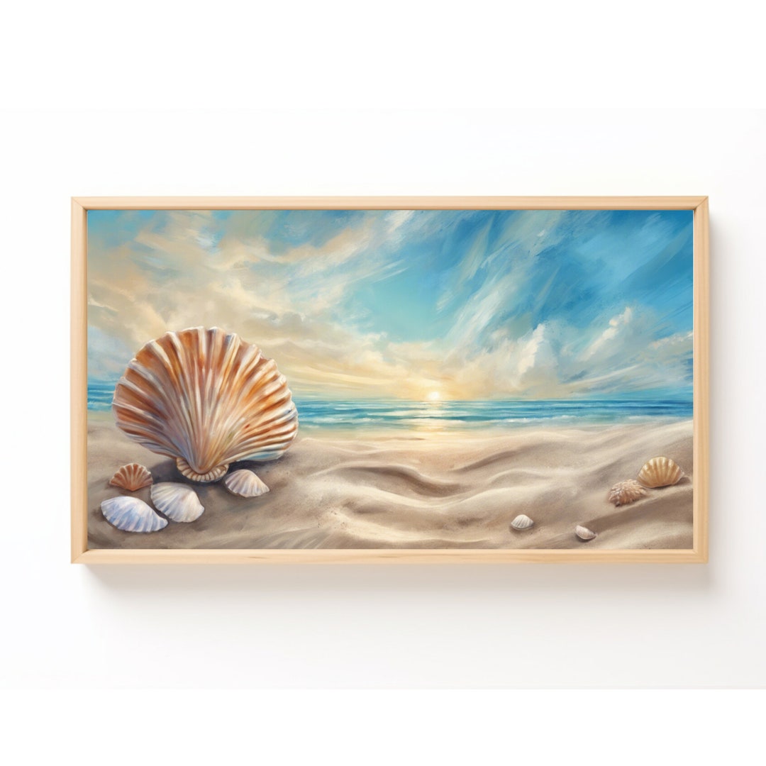 Coastal Beach Shell Digital Art for Frame TV, 4K Ultra HD Samsung Wall ...