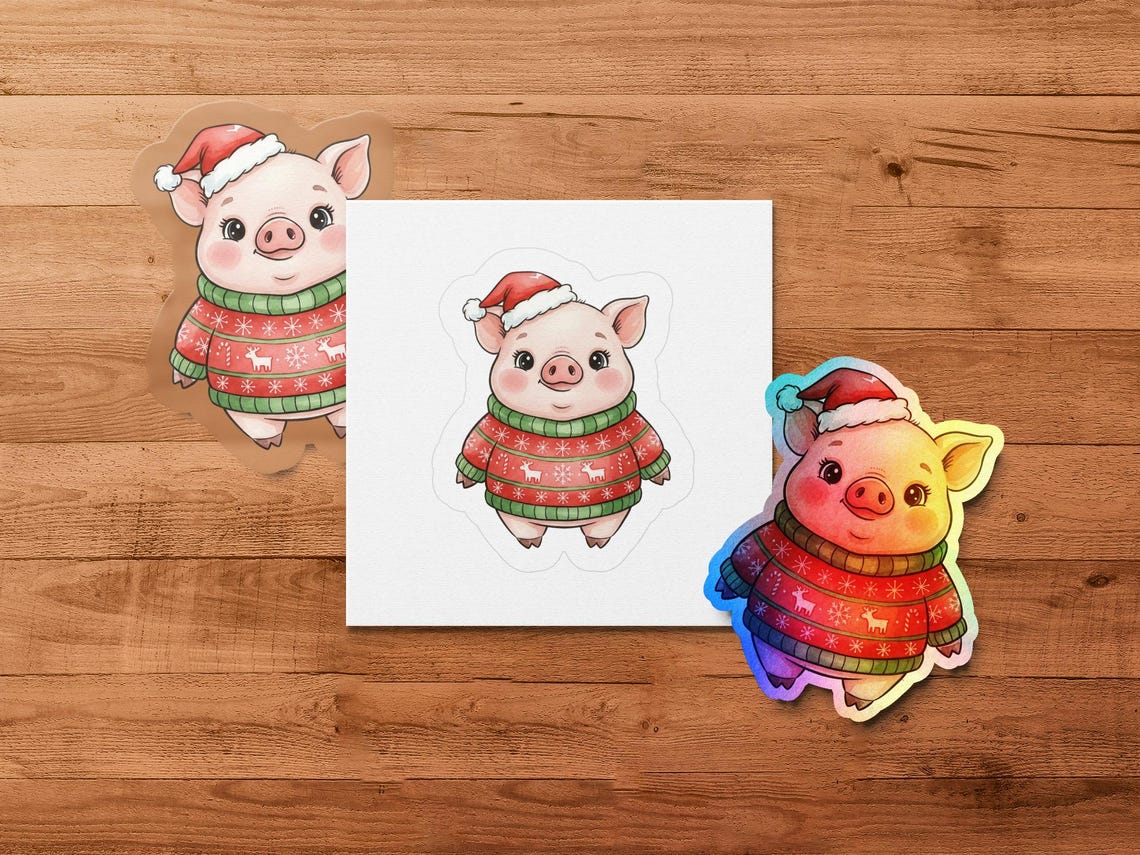 Pig PNG, Christmas Pig Clipart, Pig With Hat, Reindeer Pig, Pig Sweater ...