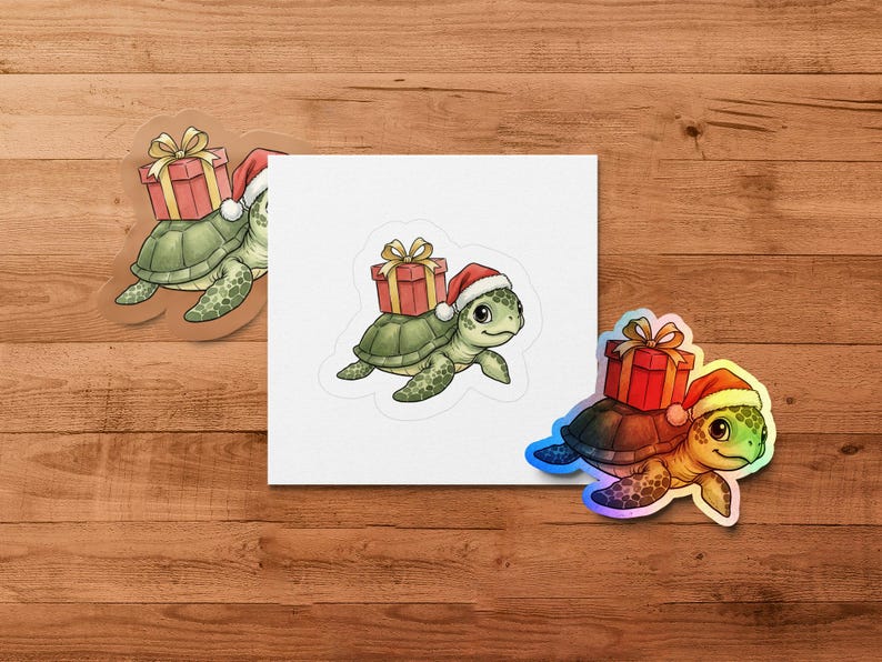 Christmas Turtle PNG, Turtle With Gift, Santa Hat Turtle, Holiday ...