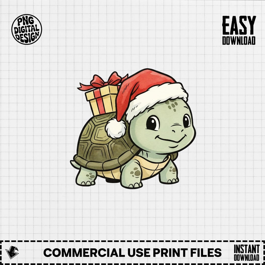 Christmas Turtle PNG, Turtle With Gift, Cute Turtle Png, Holiday Turtle ...