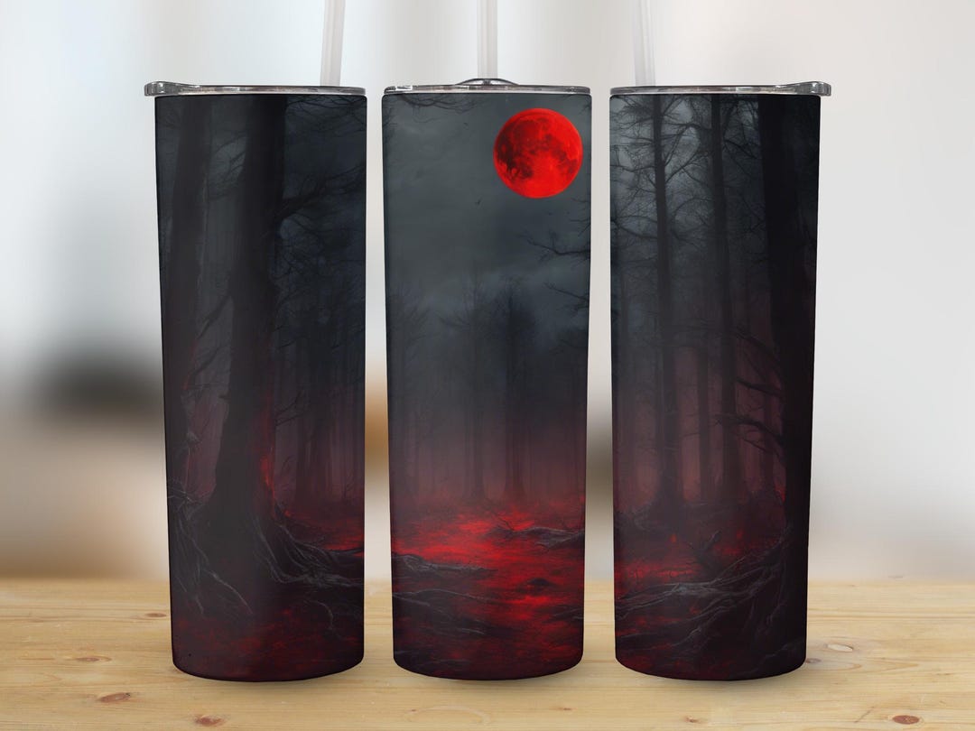 Red Moon Night Forest 20oz Skinny Tumbler Wrap Digital Download, Spooky ...