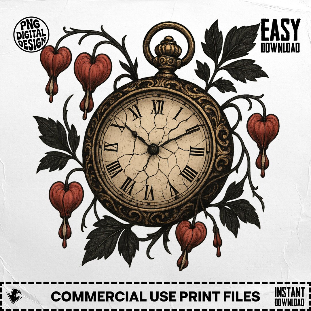 Pocket Watch Png, Bleeding Heart Flowers, Clock Png, Digital, Digital ...