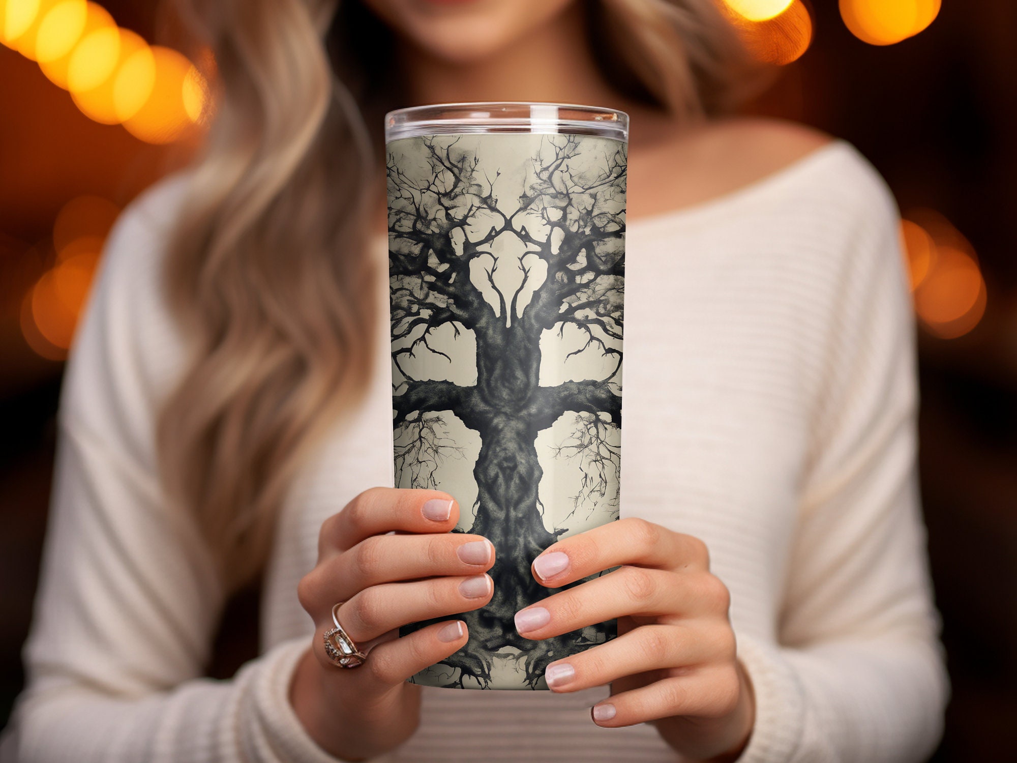 Gothic Tree Art, Spooky Tree Digital 20oz Tumbler Wrap, Halloween ...