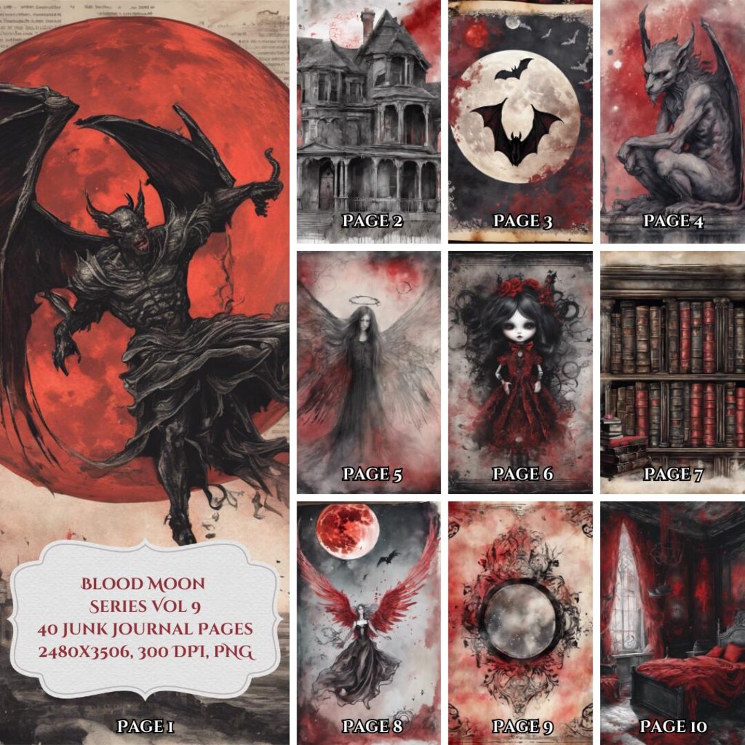 Blood Moon Series Vol 9 Gothic Blood Moon Junk Journal Pages Dark ...
