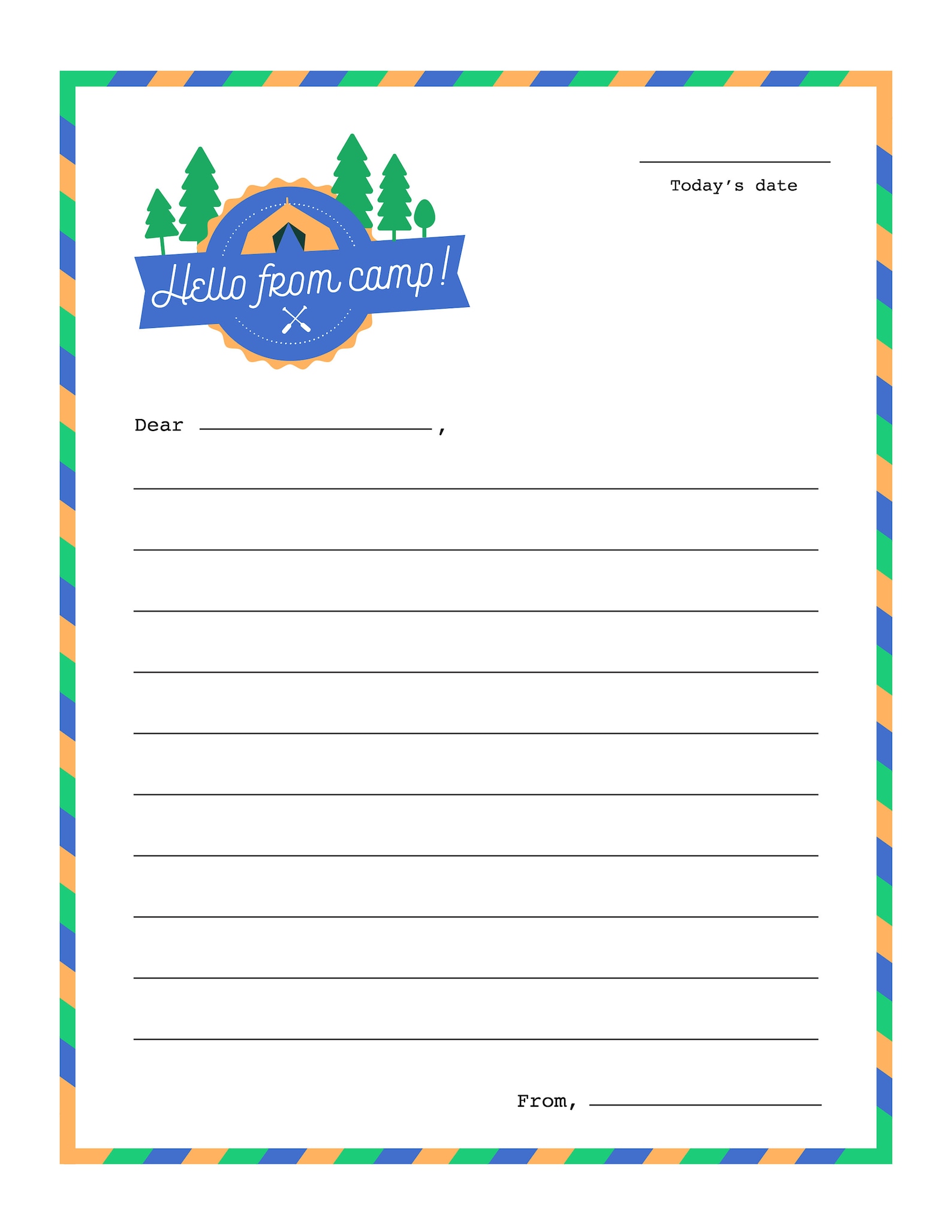 Printable Summer Camp Fill in Stationery Set- Camp Note Cards, Kids ...
