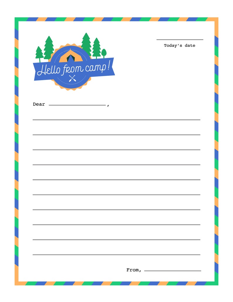 Printable Summer Camp Fill in Stationery Set- Camp Note Cards, Kids ...