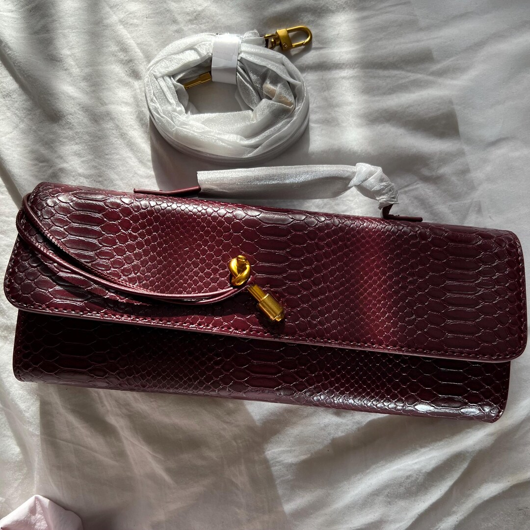 Crocodile Burgundy Bottega Designer Venetta Andiamo Bag - Etsy