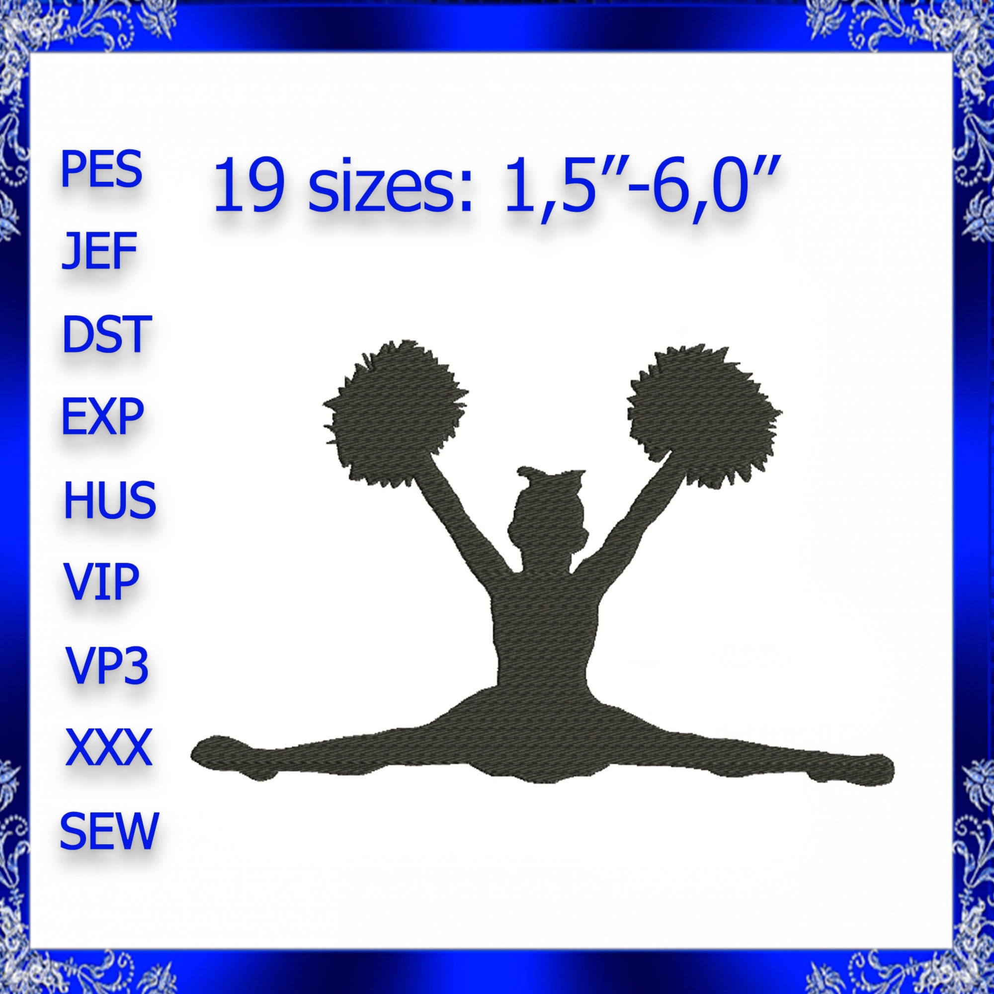Cheerleader Embroidery Design Cheer Girls Embroidery Dance Jump Girl ...