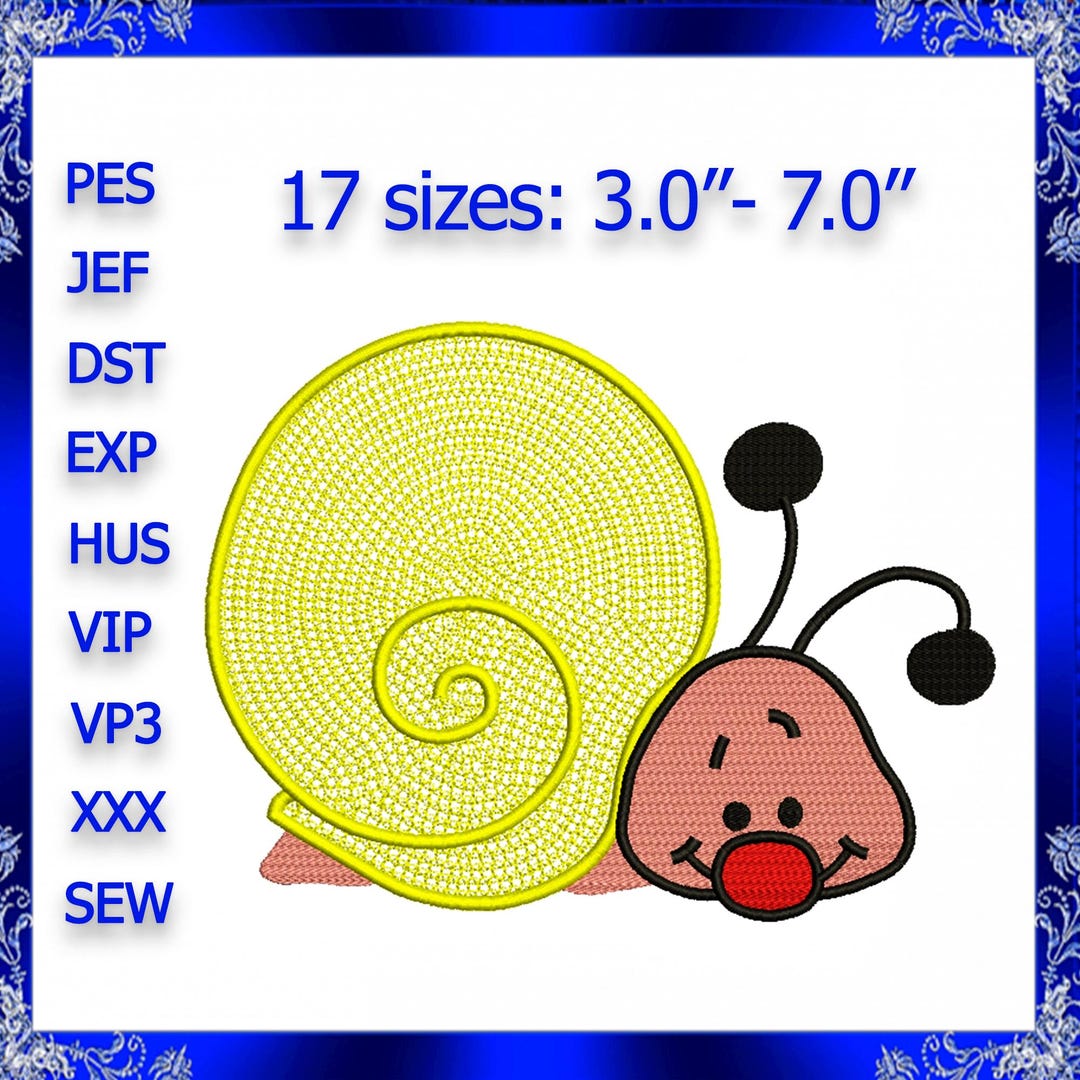 Snail Machine Embroidery Design INSTANT DOWNLOAD Snail Embroidery ...