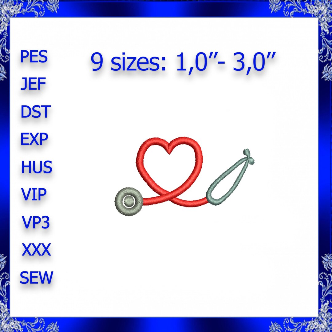 Mini Stethoscope Machine Embroidery Design Heartbeat Stethoscope ...