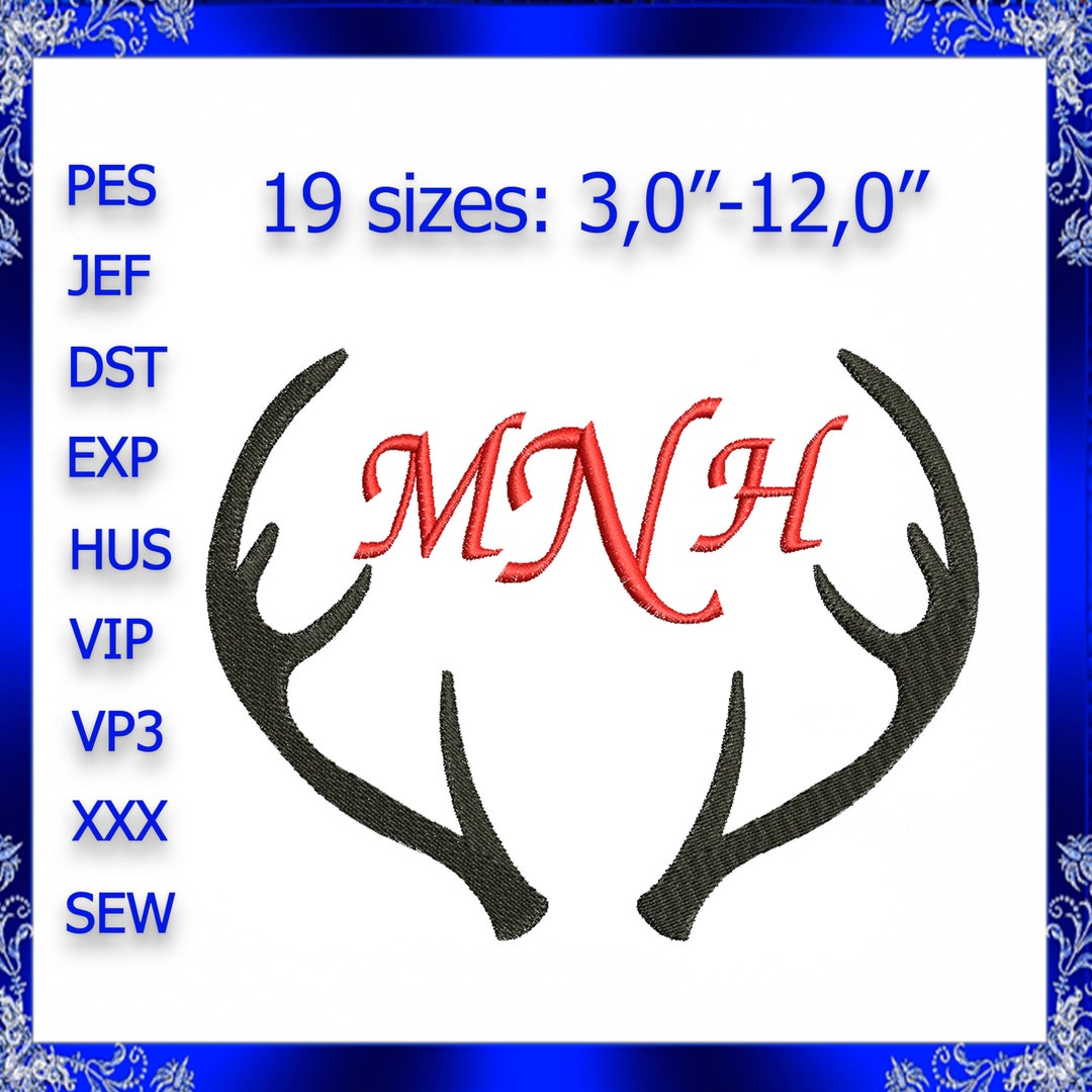 Antler Machine Embroidery Design Antler Monogram Embroidery Antlers ...