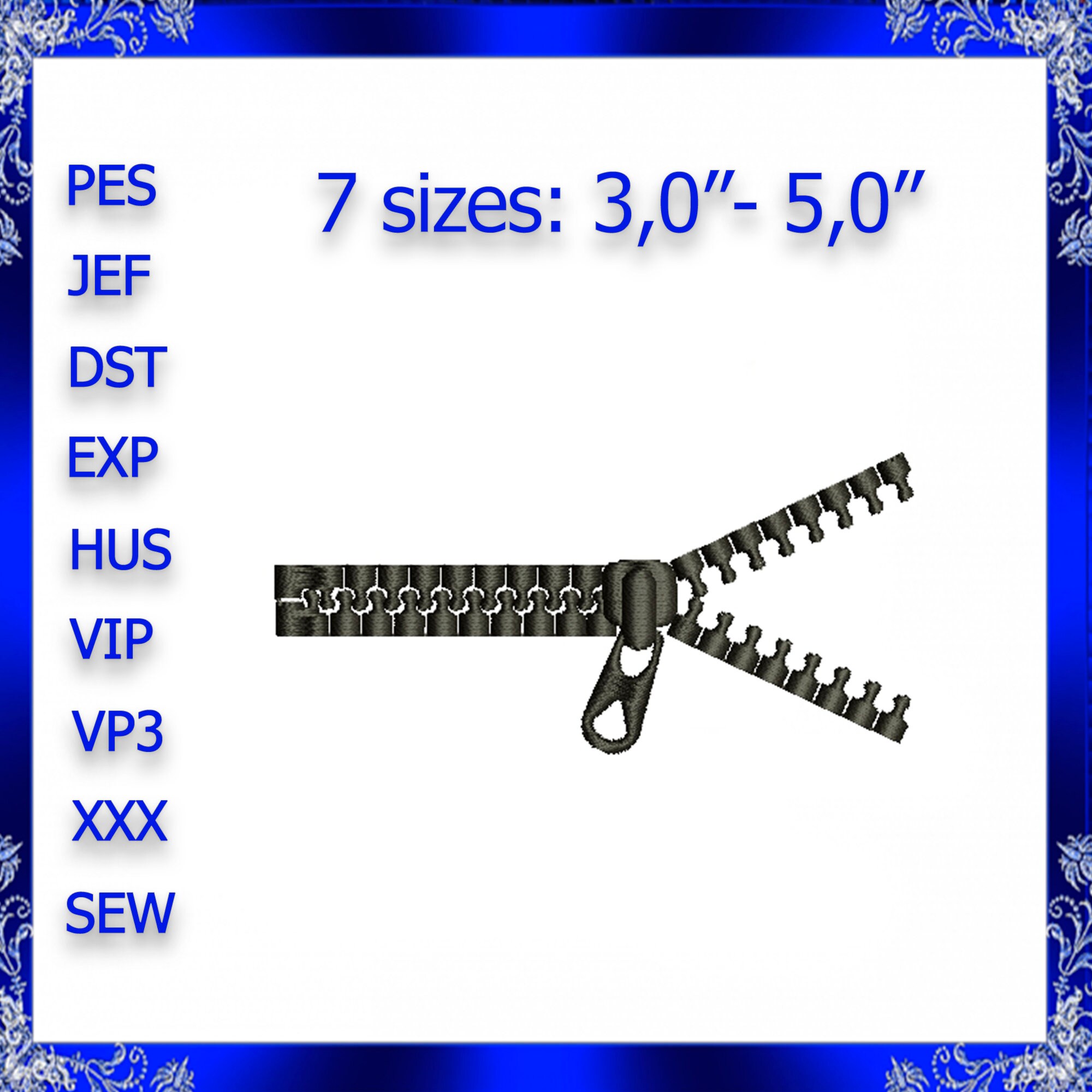 Zipper Machine Embroidery Design Instant Download Zipper Print - Etsy