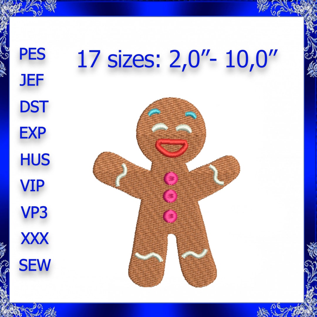 Gingerbread Man Machine Embroidery Design Gingerbread Embroidery Design ...