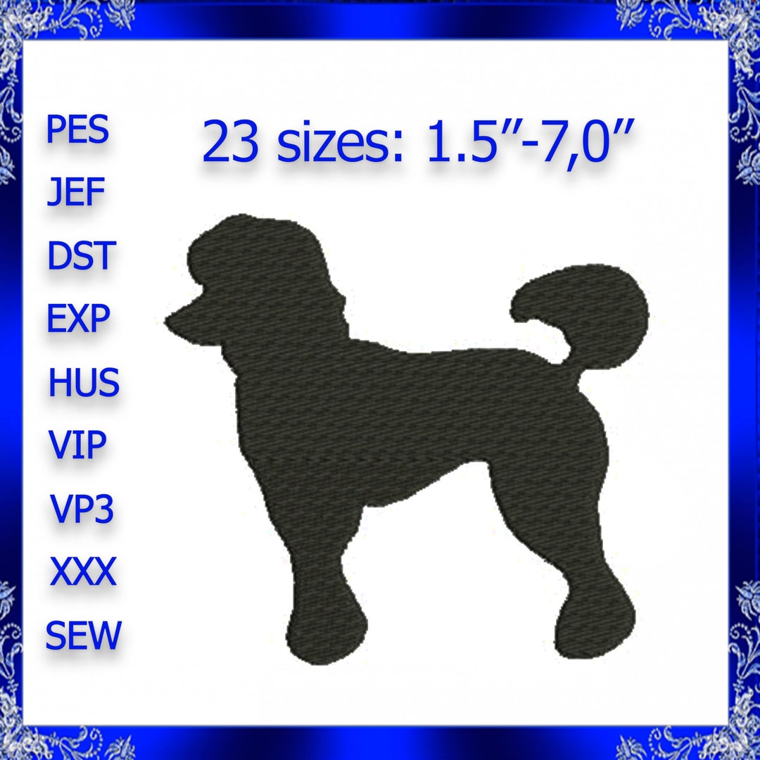 Poodle Silhouette Machine Embroidery Design Instant Download Puppy ...