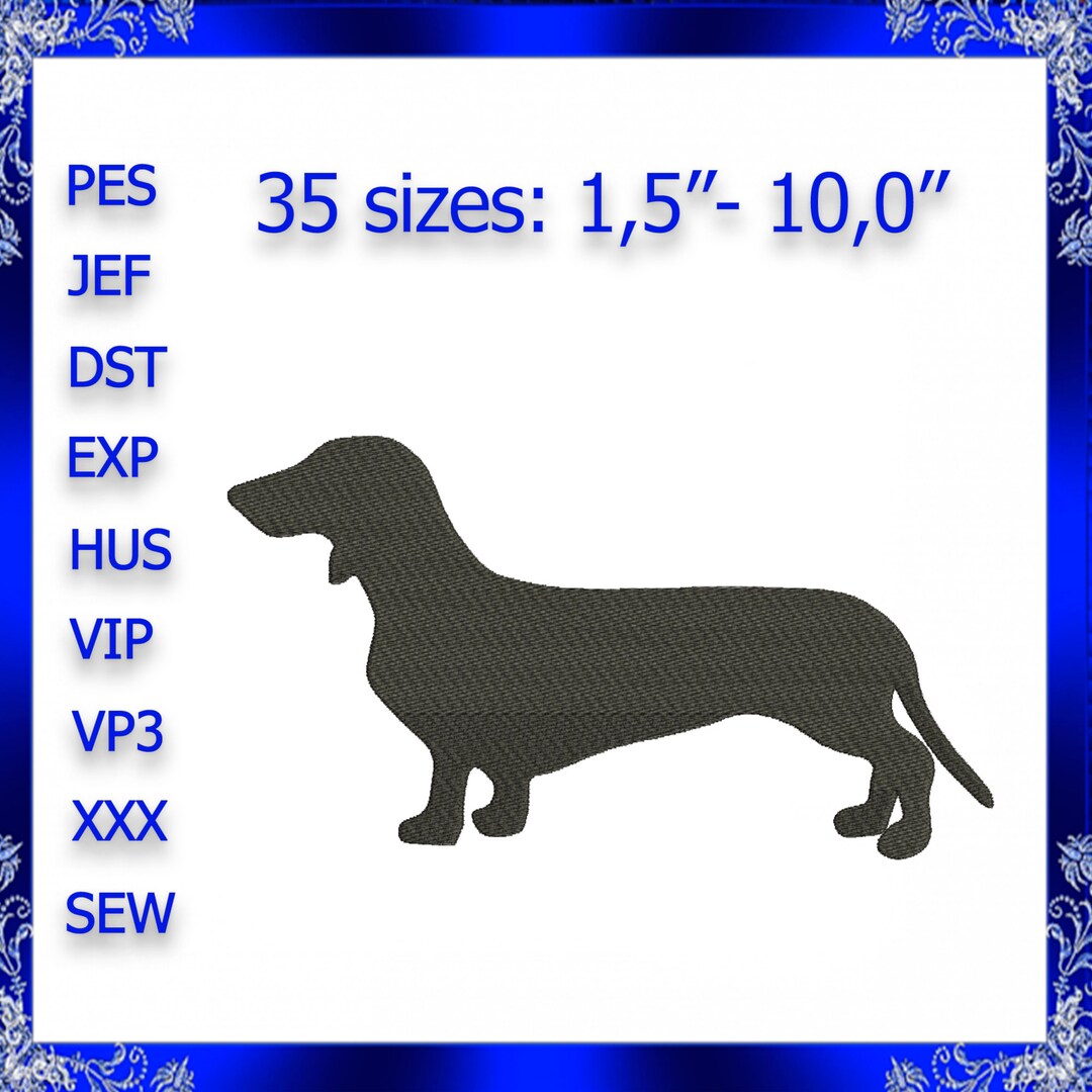 Dachshund Machine Embroidery Design Dachshund Embroidery Design Dog ...