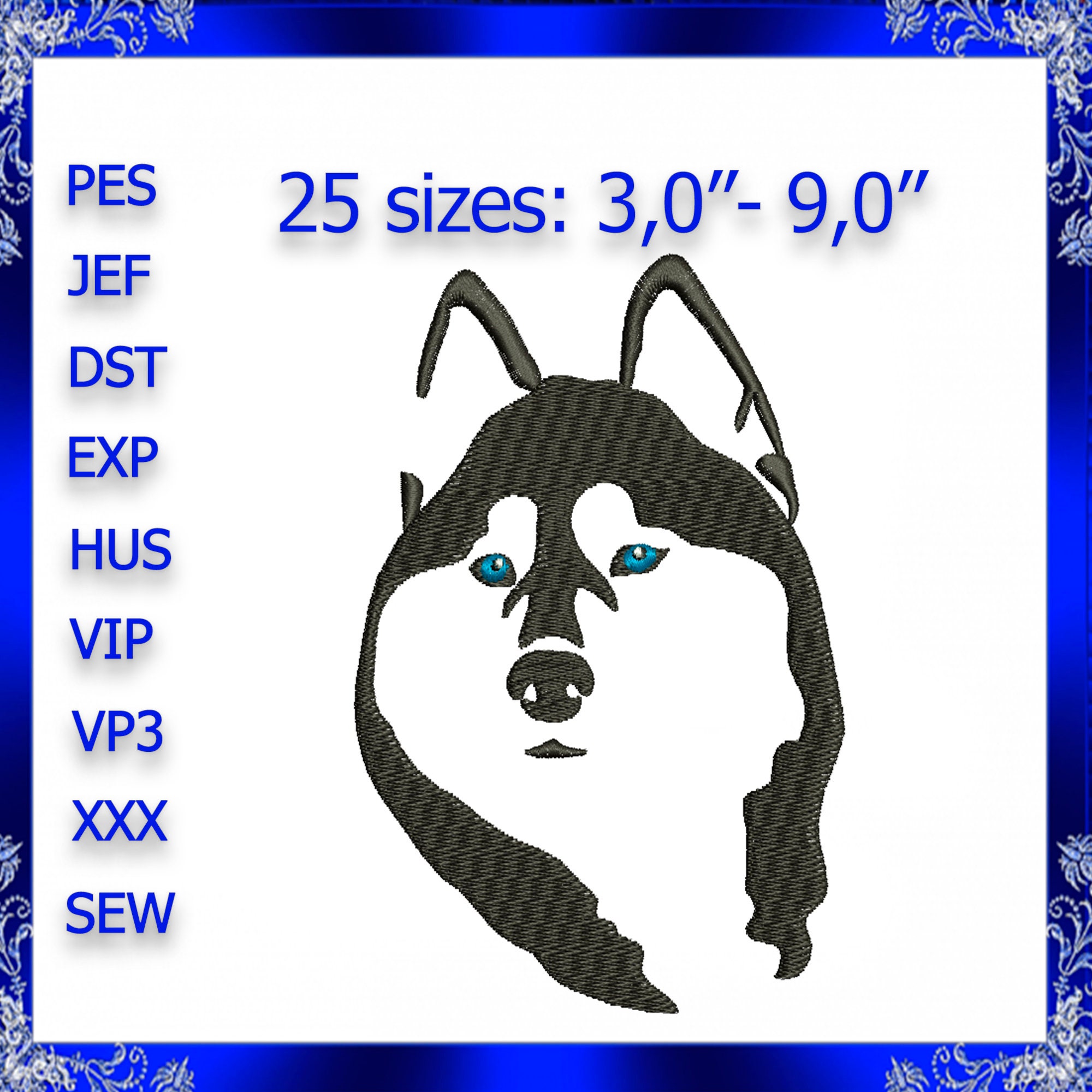 Husky Embroidery Design Instant Download Husky Machine Embroidery ...