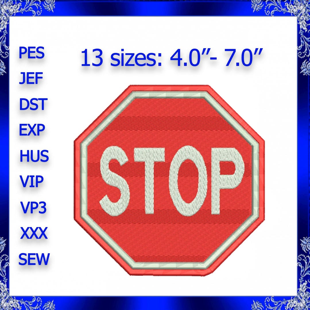 Stop Sign Embroidery Design Instant Download Stop Machine Embroidery ...