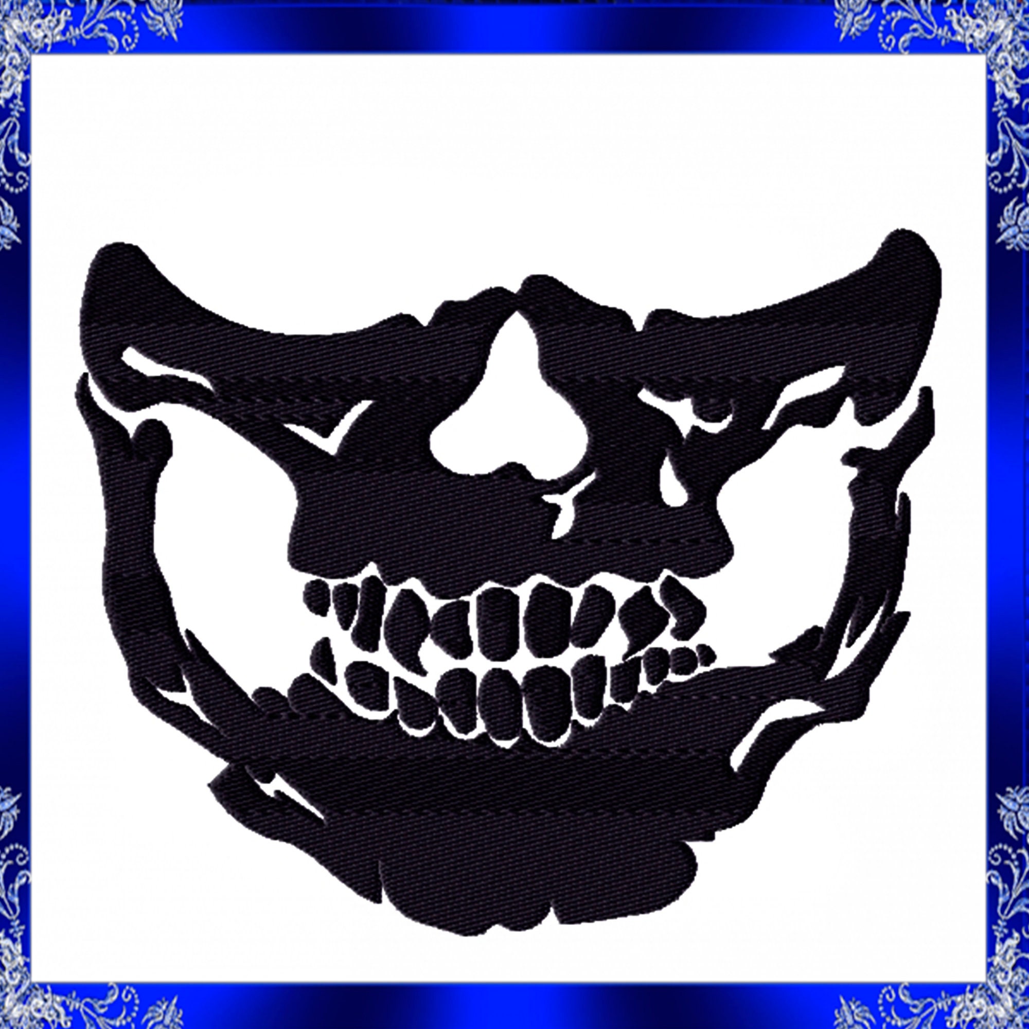 Skull Smile Embroidery Mouth Mask SKELETON Smile Embroidery Design for ...