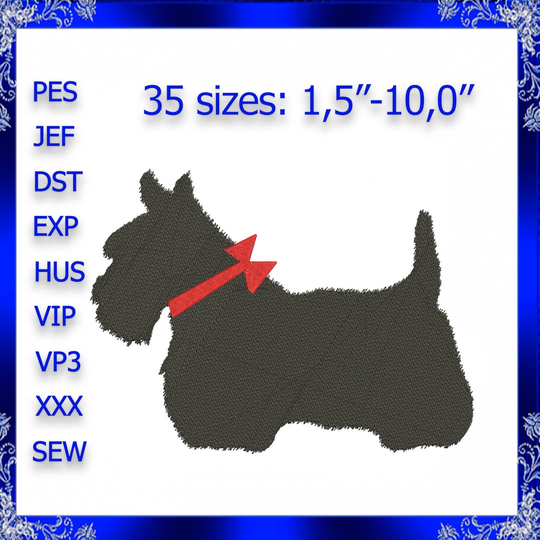 Scottish Terrier Machine Embroidery Design Scotty Embroidery Scottie ...