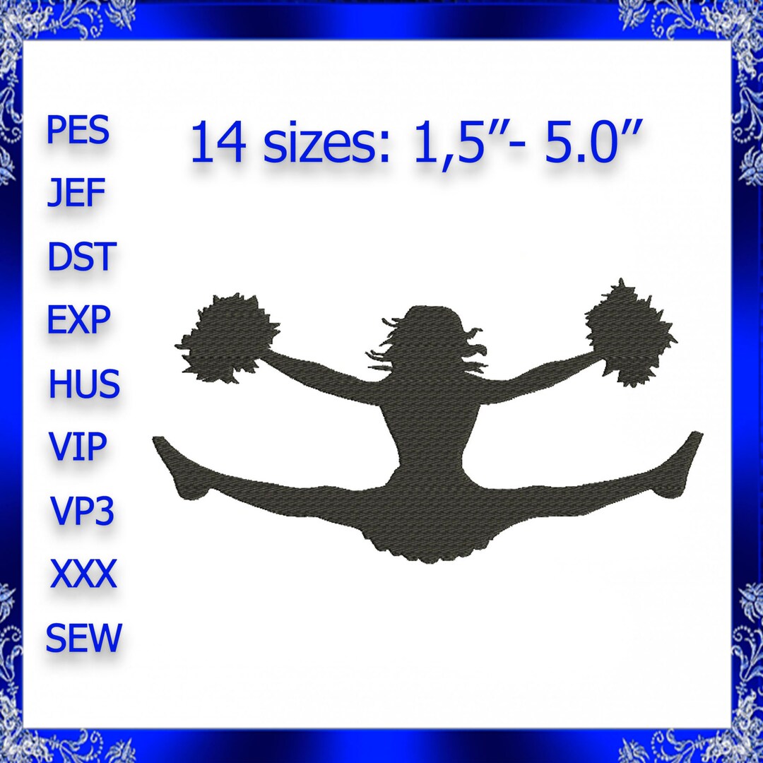 Cheerleader Embroidery Design Cheer Girls Embroidery Dance Jump Girl ...
