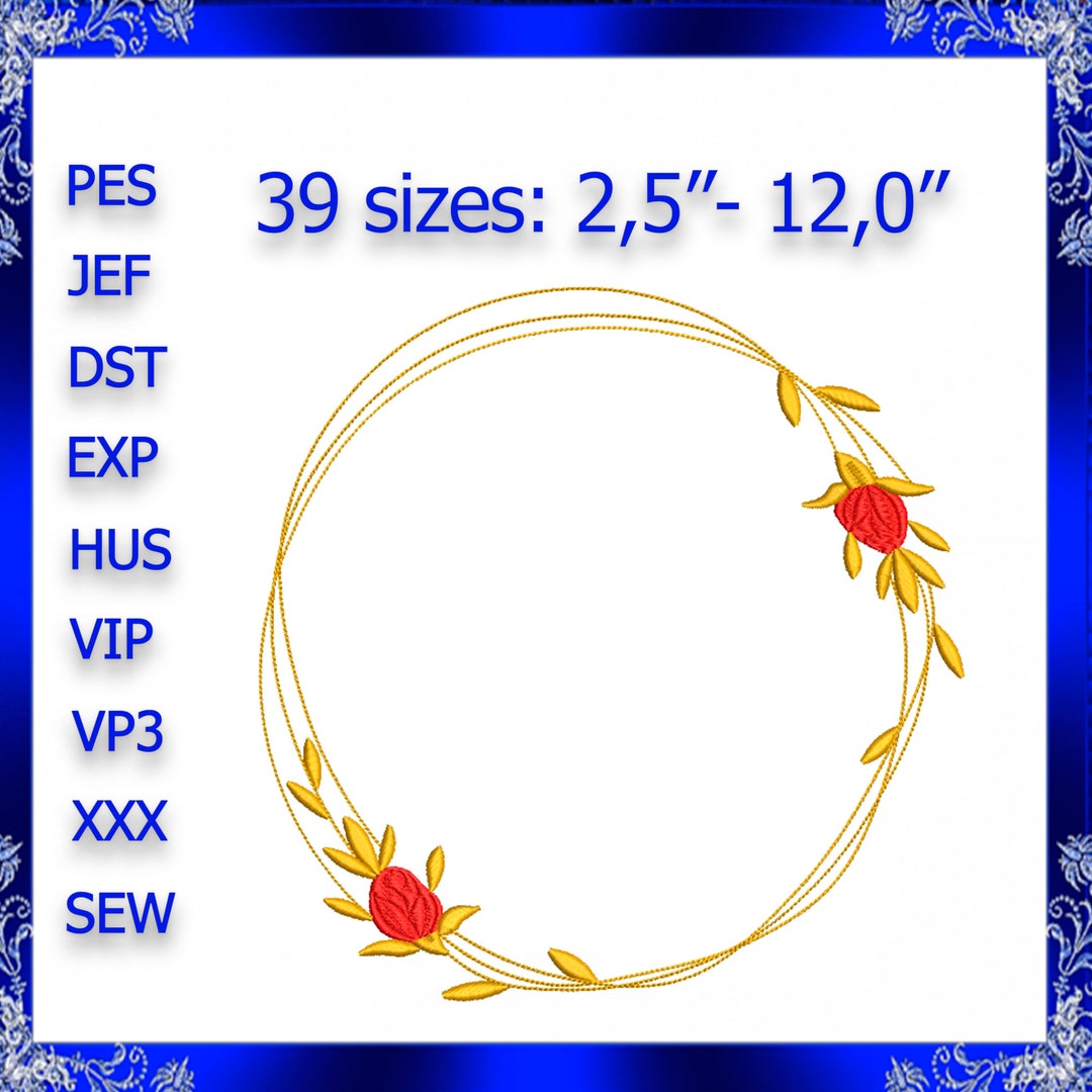 Rose Frame Embroidery Design Rose Flower Frame Embroidery Design Floral ...