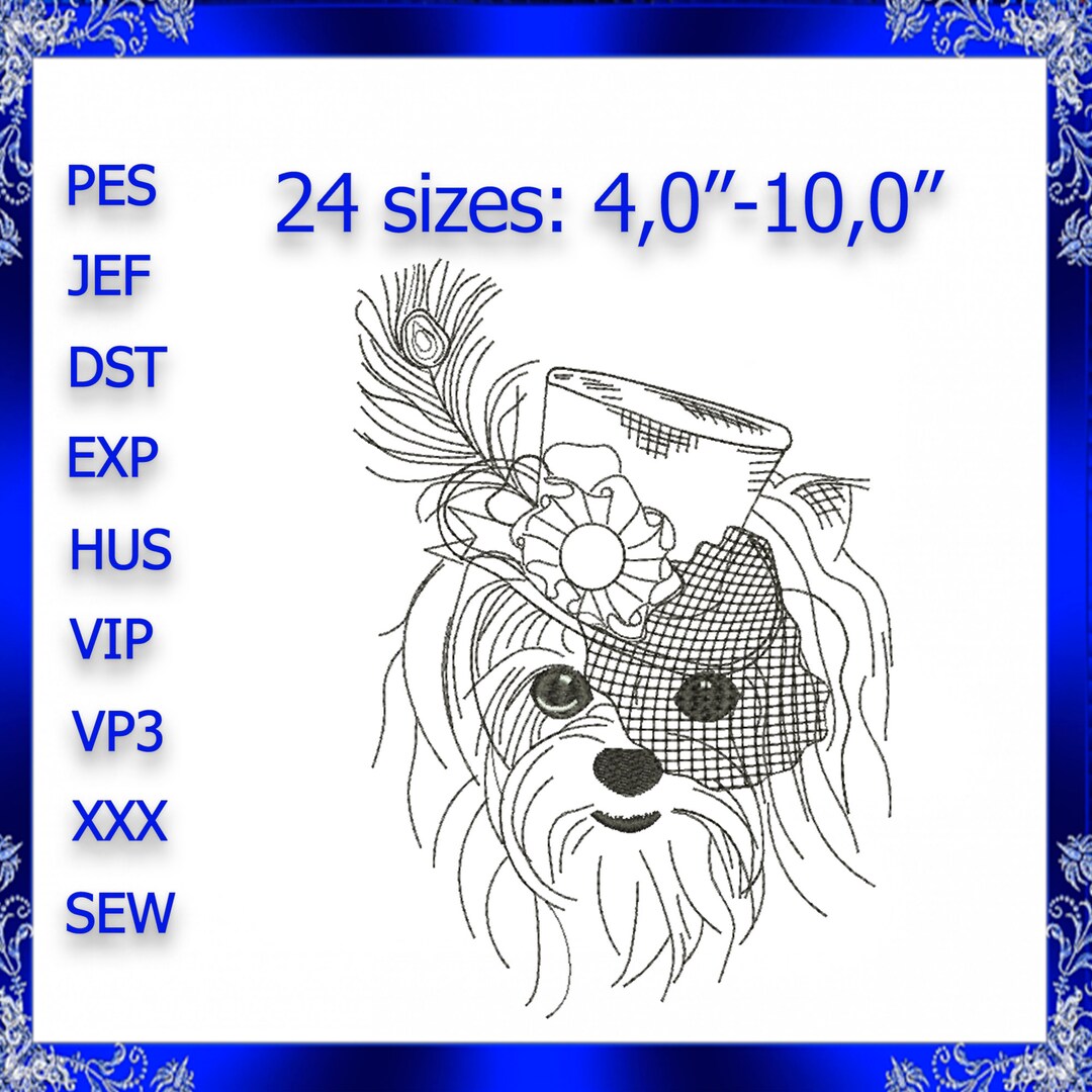Yorkshire Terrier Machine Embroidery Design Instant Download Little Dog ...