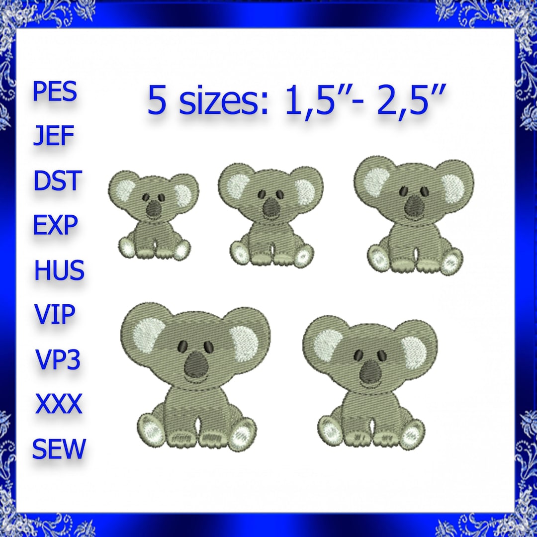 Mini Koala Embroidery Design Tiny Koala Embroidery Mini Koala ...